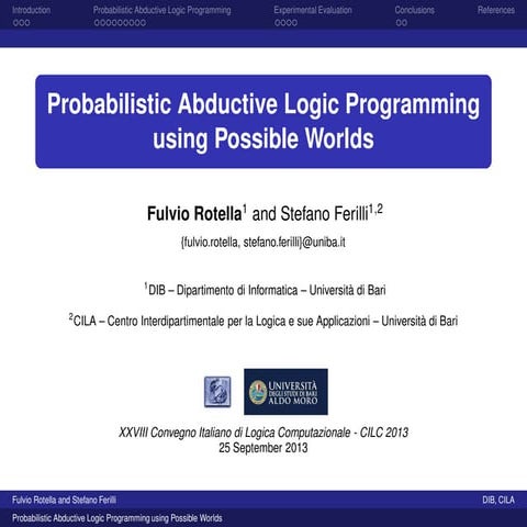 Probabilistic Abductive Logic Programming using Possible Worlds | PDF | Programming Languages ...