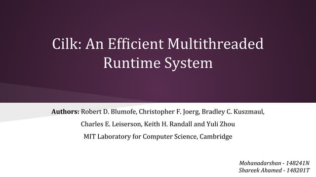 Cilk An Efficient Multithreaded Runtime System Ppt 3097