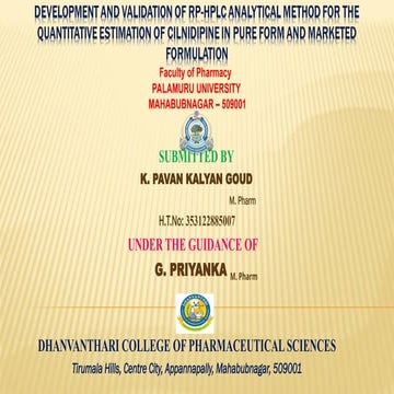 Cilnidipine PPT - Pavan Kalyan kalyanppt | PPT | Chemistry | Science