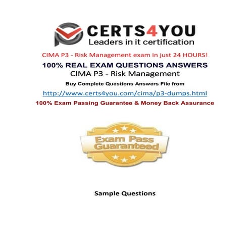 Cima P3 Past Papers | PDF