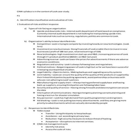 Cima syllabus is in the context of look : P3 Strategic case study 2015 ...