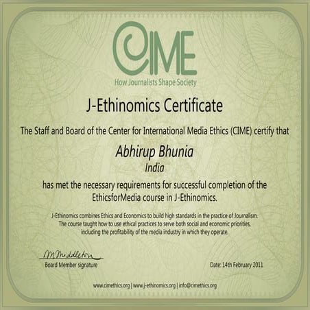 Certificate 2011 | PDF