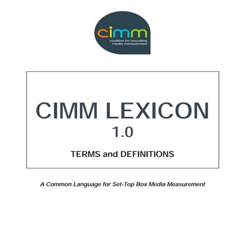 CIMM Set Top Box (STB) Lexicon / Glossary of terms May 2010 | PDF