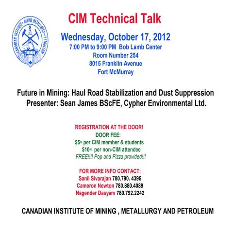 Cim technical talk oct 17 2012 | PPT