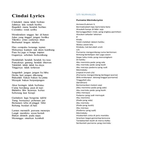Cindai lyrics | DOCX