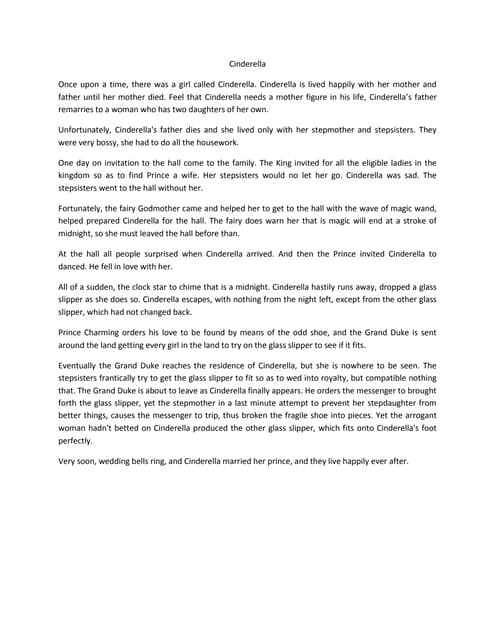 Cinderella Summary Pdf