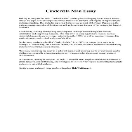 Cinderella Man Essay. Compass Career College | PDF