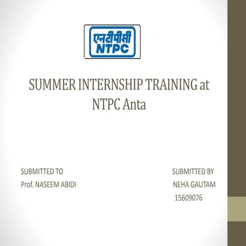NTPC SUMMER INTERNSHIP MBA FINANCE | PPTX