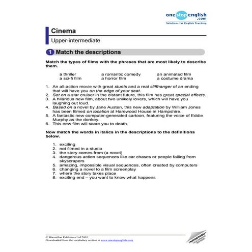 Cinema and films vocab. | PDF