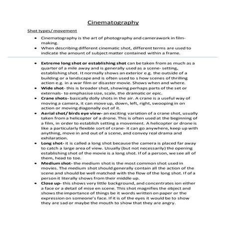Cinematography (camera angles and shot types) | DOCX