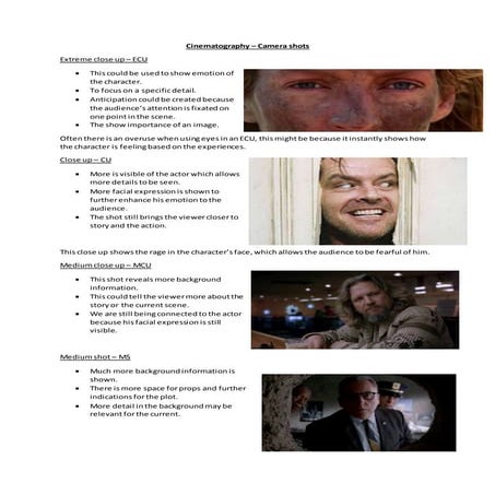 Cinematography shot types | PDF