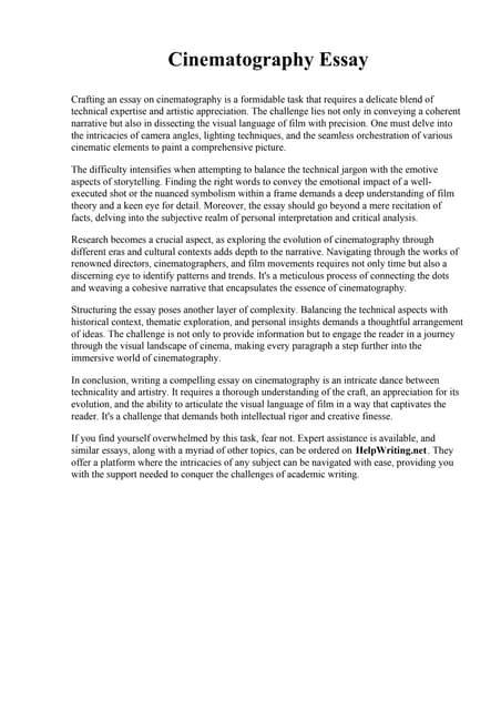 Film Analysis Essay Example. The University of Tampa | PDF