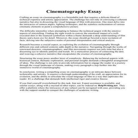 Cinematography Essay. How to Become a Cinematographer What is business ...