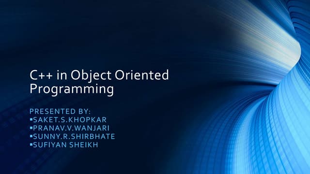C++ In Object Oriented Programming | Ppt
