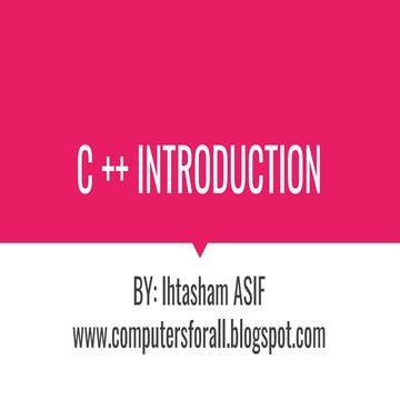 C++ introduction | PPTX