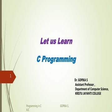 C Programming Language Introduction Ppt 5189