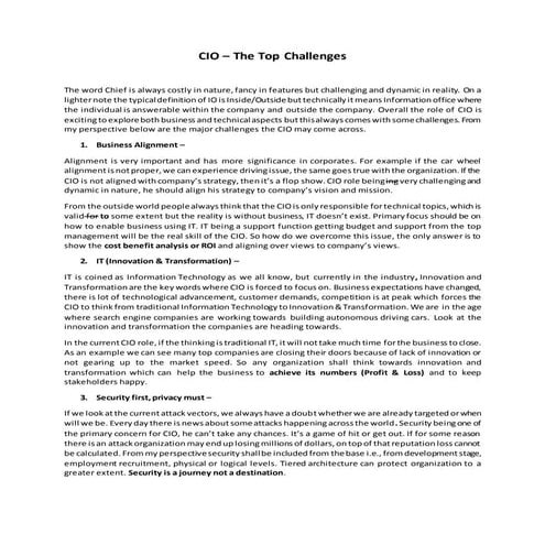 CIO - The top 3 challenges | DOCX