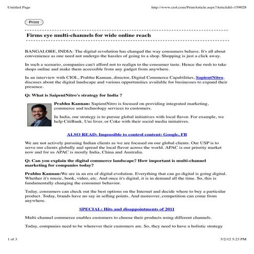 An interview with Manish Choksi Head of Strategy and Chief Information ...