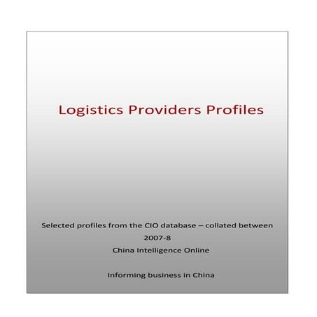 CIO Logistics Provider Profile | PDF