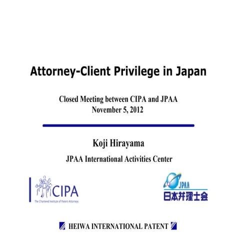 Attorney-Client Privilege in Japan | PPT | Legal Services Industry ...
