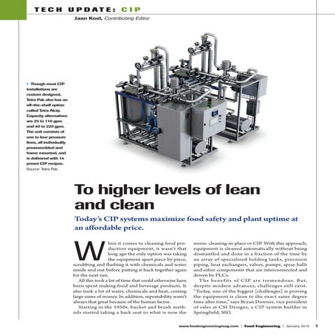 CIP article from food engineering magazine Jan 2015 | PDF