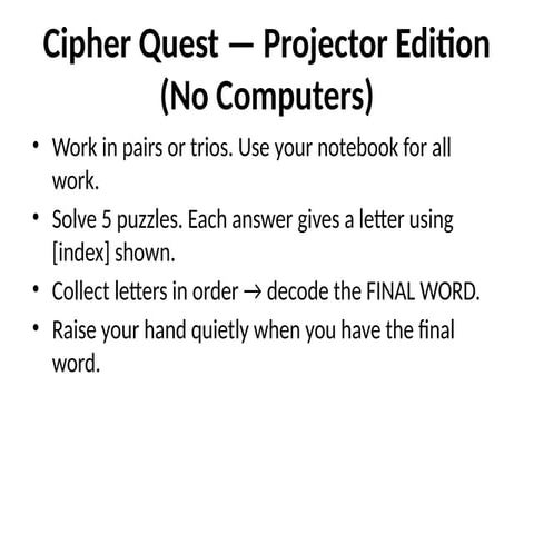 cipher quest easy edition build your own cypher | PPTX