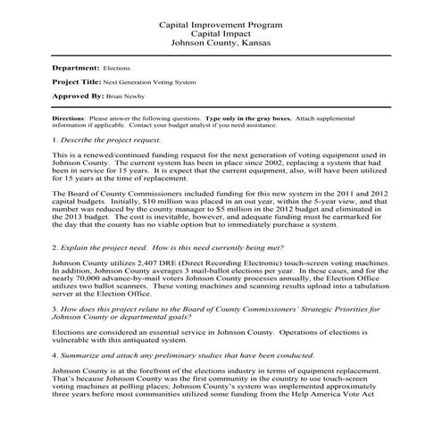 Johnson County Election Office's 2015 Capital Budget Submission for ...