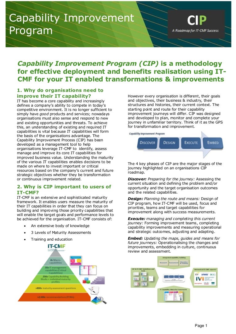 Capability Improvement Program (CIP)