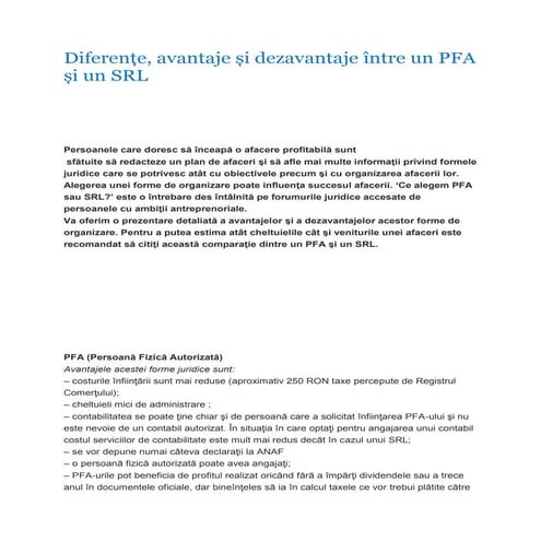 Infiintare pfa | DOC