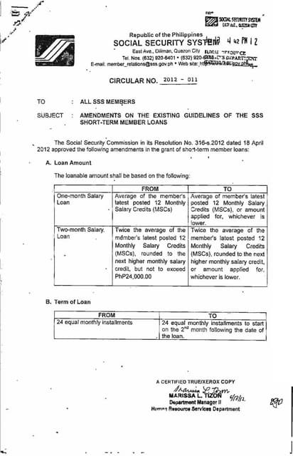 SSS Circular 2013-010 | PDF