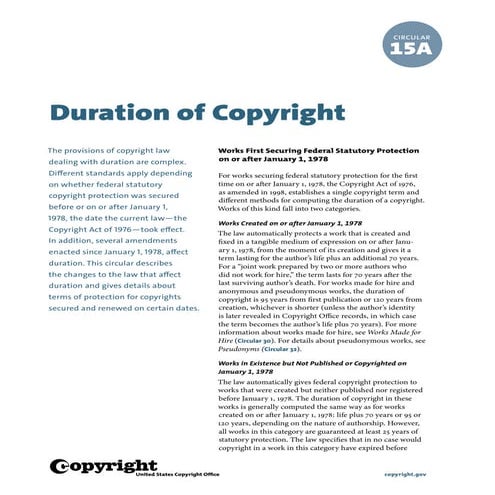 Duration of Copyright | PDF