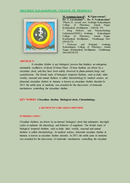 Circadian Rhythm: The Body's Internal Clock | PPTX | Endocrine and ...