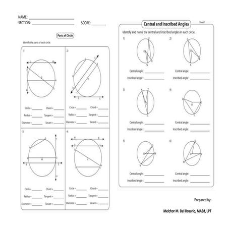 EXAMINATION IN MATH 10 - GEOMETRY ABOUT THE CIRCLE AND ITS PARTS | PPT
