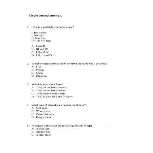 Circle the correct answer | PDF