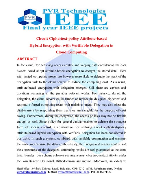 Circuit ciphertext policy attribute-based hybrid encryption with ... Circuit ciphertext policy attribute-based hybrid encryption with ...