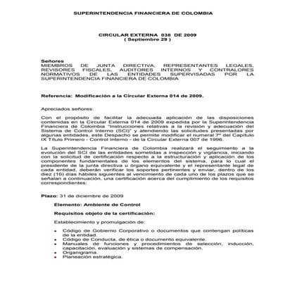 Circular externa 029 de 2019 Superintendencia Financiera de Colombia | PDF