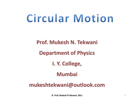 Circular motion | PPT | Physics | Science