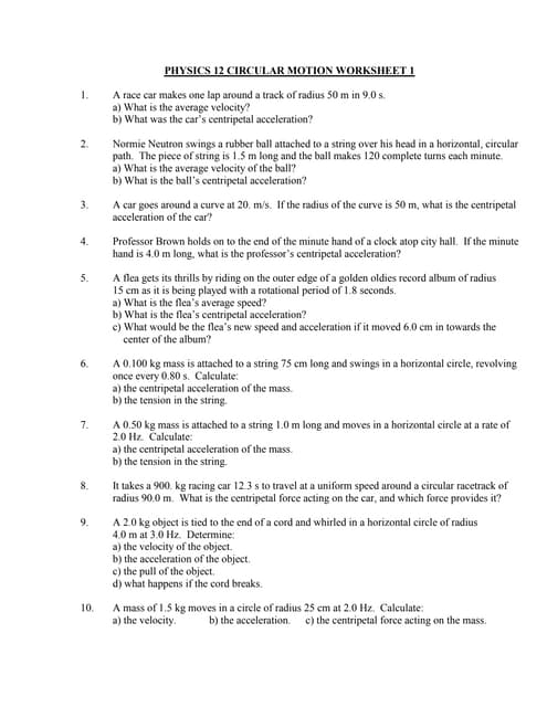 Circular motion problems ucm | PDF