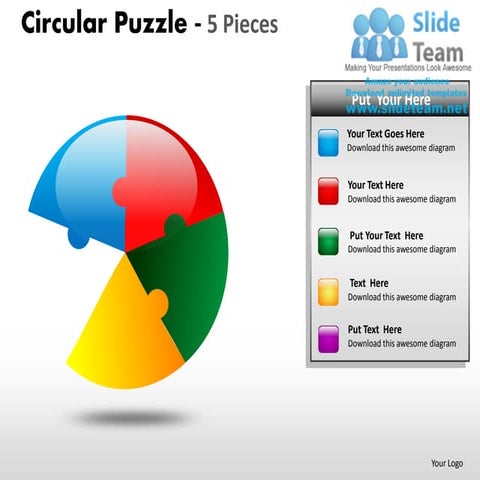 Circular puzzle 5 pieces powerpoint presentation slides ppt templates | PDF