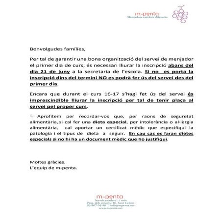 Circular termini inscripció curs 17 18 | PDF