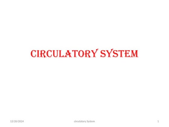 Introduction to the circulatory system | PPTX