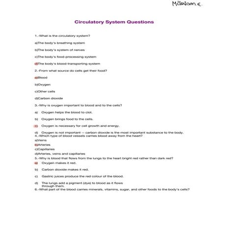 Circulatory System Quiz Kids Health: Heart And Circulatory System Quiz