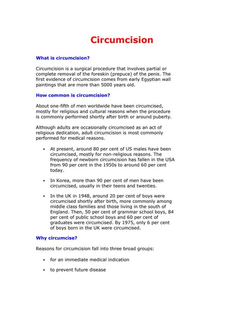 Circumcision | PPTX | Reproductive Health | Diseases and Conditions