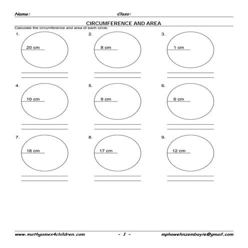 Circumference & area 1 | PDF
