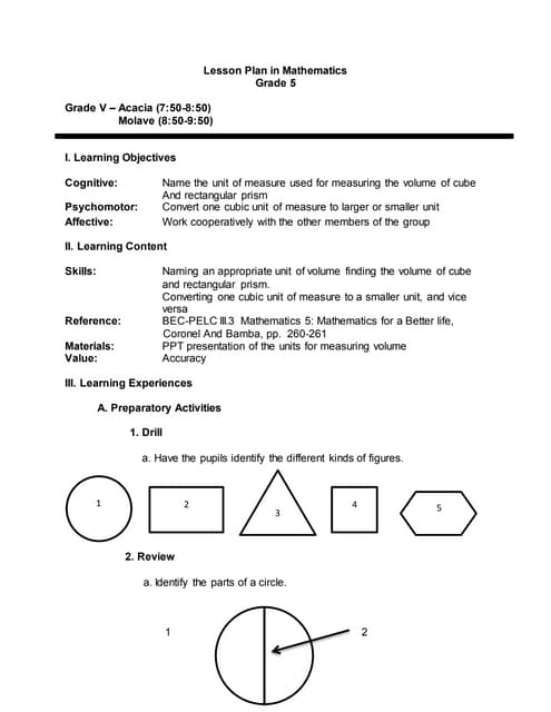 Ratio and Proportion Lesson Plan for Grade 5 | PDF