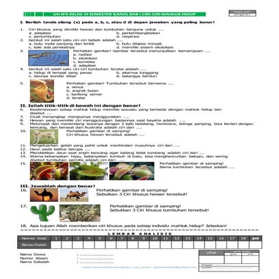 Ciri ciri mahluk hidup | DOC