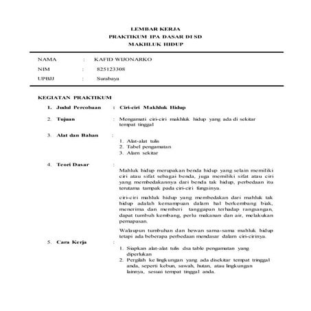 Ciri2 makhluk hidup | DOCX