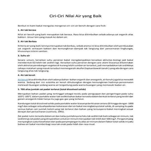 Ciri ciri air sehat | DOCX