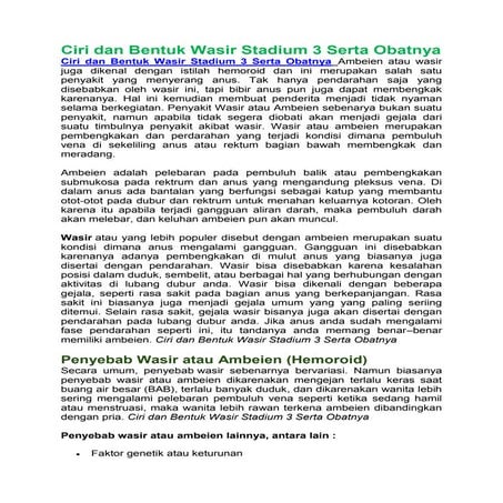 Wasir stadium 3 bisa sembuh sendiri gak | PDF