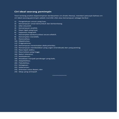 Ciri ideal seorang pemimpin | DOCX